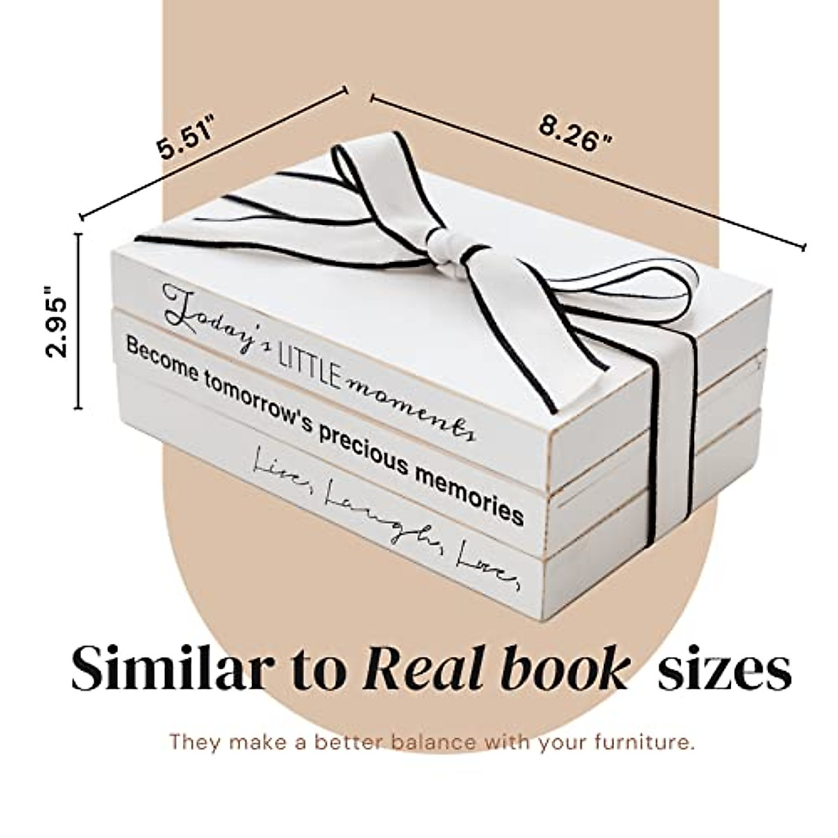 Wooden Decorative Books for Home Decor with an Extra Compartment and Unique Ribbon - White Faux Book Stacks - Decoration for Living Room - Decor Books for Coffee Table_Ideal Gift