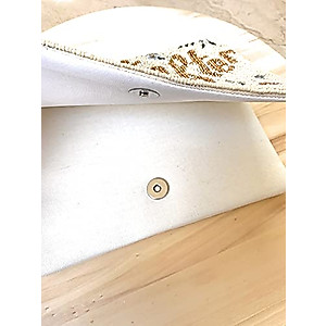 Generic BRIDE Gifts, Gifts for Bride, Wedding Gift, Bride Clutch, Engagement Gift, Seed Beads Clutch, Happily Ever After Beaded Clutch, Bride Bag, Ivory