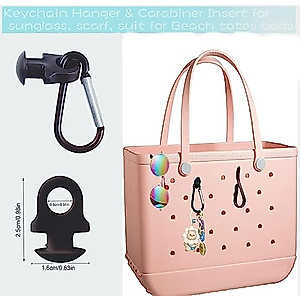Bogg Bag Carabiner Keys Holder，Hooks Accessories for Bogg Bags，Insert charm Clip Cutie Cup Holder connector key Carabiner for Bogg Beach Bag，Secure & Organize Items in Bogg Bag (Hook+Carabiner, Black)