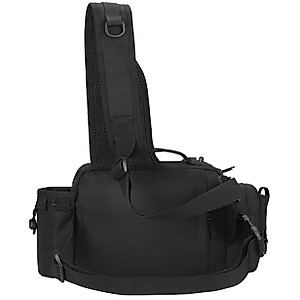 Multipurpose Sling Fishing Tackle Bag Waist Pack Tactical Chest Bag Admin Pouch Fishing Fanny Pack and Tackle Storage Hip Bag Cross Body Sling Pack （Black）