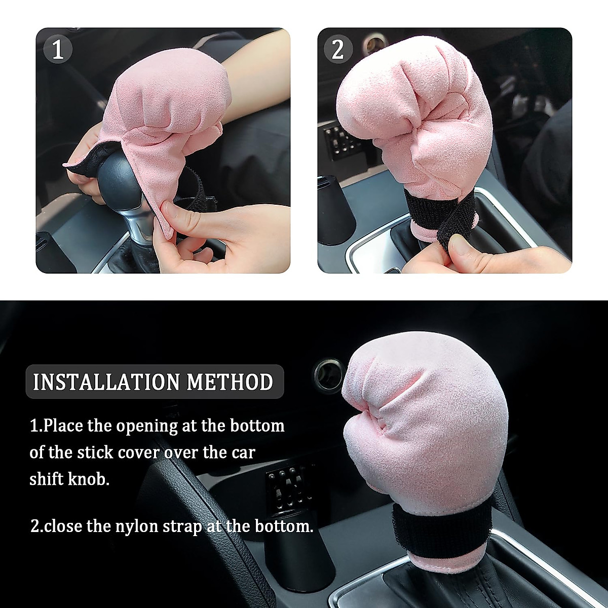 Aokdom Car Gear Shift Cover,Boxing Shift Knob Cover for Decorate & Protect Car Interior Accessories,Shift Cover Fits Car Truck SUV with Manual/Automatic Shift Knob (Black)