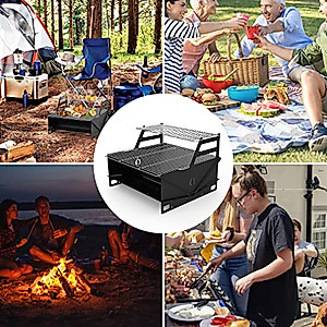 only fire Portable Barbecue Charcoal Grill Outdoor Camping Grill for Picnic, Hiking, Backyard Cooking - with Warming Rack and Handbag