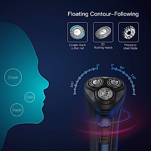 Electric Razor for Men, FLYCO Rechargeable Rotary Shaver, Waterproof IPX7, Wet & Dry Shaving Machines for Men with Pop-up Trimmer