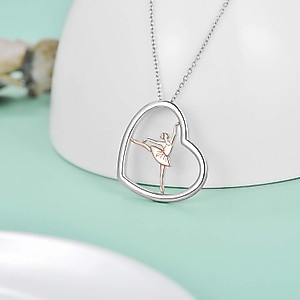 MISTBEE Ballerina Necklace 925 Sterling Silver Heart Necklace Ballerina Dancer Gymnasts Ballet Dance Pendant Necklace Dance Jewelry Gifts for Women Teenage