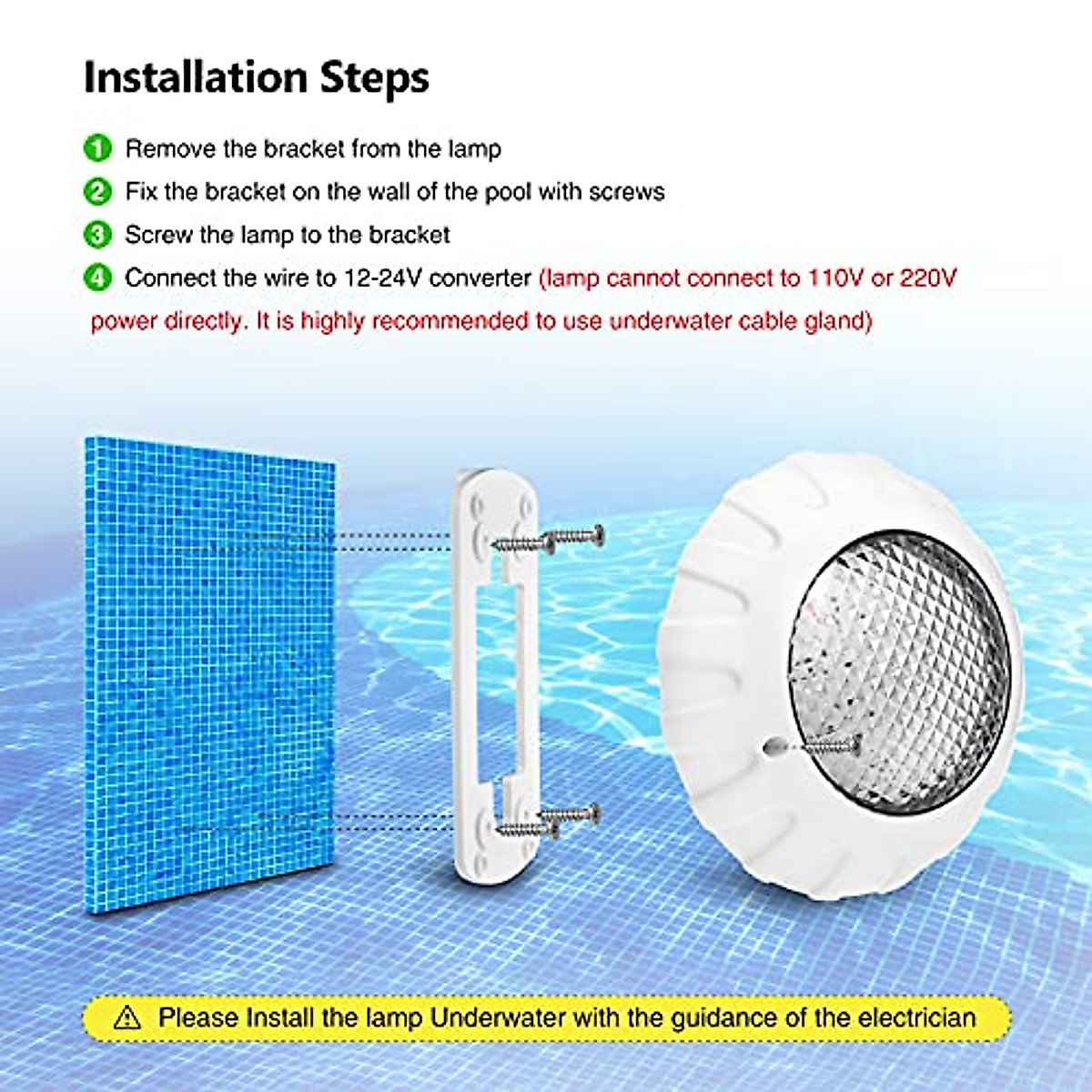 UFOUCUSLLUM Pool Lights for Inground Pools Waterproof 12V 38W IP68 7 RGB Color Changing, Led Pool Lights for Inground Pool with Remote Controller, Pool Lights for Inground Pool Light Fixture