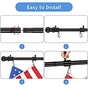 Flag Poles for Outside House, 5FT Flagpole Kit for American Flag - Professional Metal Flag Poles for Garden Yard - Residential or Commercial Flag Pole with Two-Position Bracket Holders Black