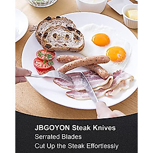 20-Piece Silverware Set for 4, JBGOYON Stainless Steel Flatware Set with Steak Knives, Mirror Polished Tableware Cutlery Set, Utensil Sets for Kitchen Include Knives Spoons Forks