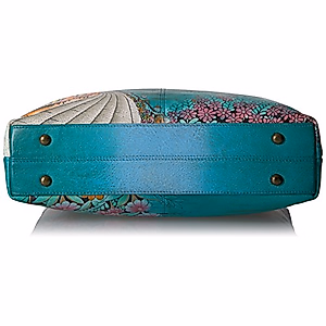 Anna by Anuschka Women's Genuine Leather Medium Shoulder Hobo | Zip-Top Organizer with Side-Zip Pockets | Moon Lit Capri