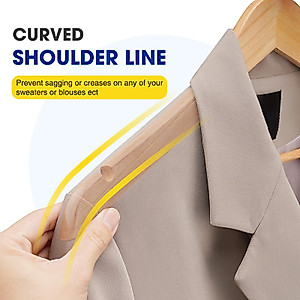 Korpai 24-Pack Wooden Hangers,Wooden Clothes Hangers with Smooth Shoulder Grooves,Suit Hangers with 360-Degree Rotatable Hook, Durable & Slim Wooden Hangers for Coats,Jackets,Dress,Pants ect,Natural