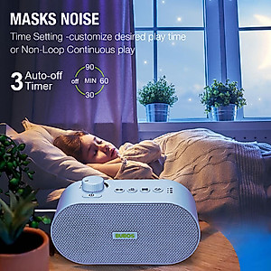 Bubos White Noise Machine, Sound Machine for Sleeping & Relaxing, 26 Non-Looping HiFi Smooth Sounds, 3 Auto-Off Timer, Portable, Sleep Therapy for Home, Office, Baby, Kid,Pets, USB or AC Powered