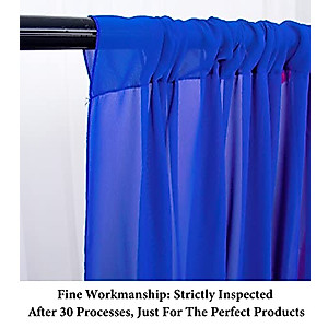 DUOBAO Chiffon Backdrop Curtain 5FTx10FT Royal Blue Chiffon Fabric Drapes for Wedding Ceremony Chiffon Voile Curtains 2 Panels 29"x120" Photography Backdrop Drapes (29''x120''x2pcs, Royal Blue)