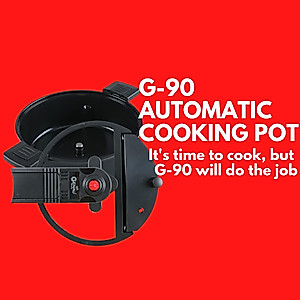 GENAU Automatic Stirrer for Cooking - Hands Free Automatic Pot Stirrer with Pot for Convenient Cooking | Ceramic Coated Self Stirring Pot with Silicone Spatula and Transparent Lid | Battery Powered