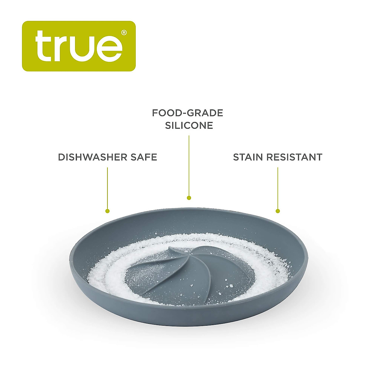 True Frill Cocktail Rimmer, Gray, Dishwasher Safe Food Grade Silicone, Glass Rimmer, Bar Tools