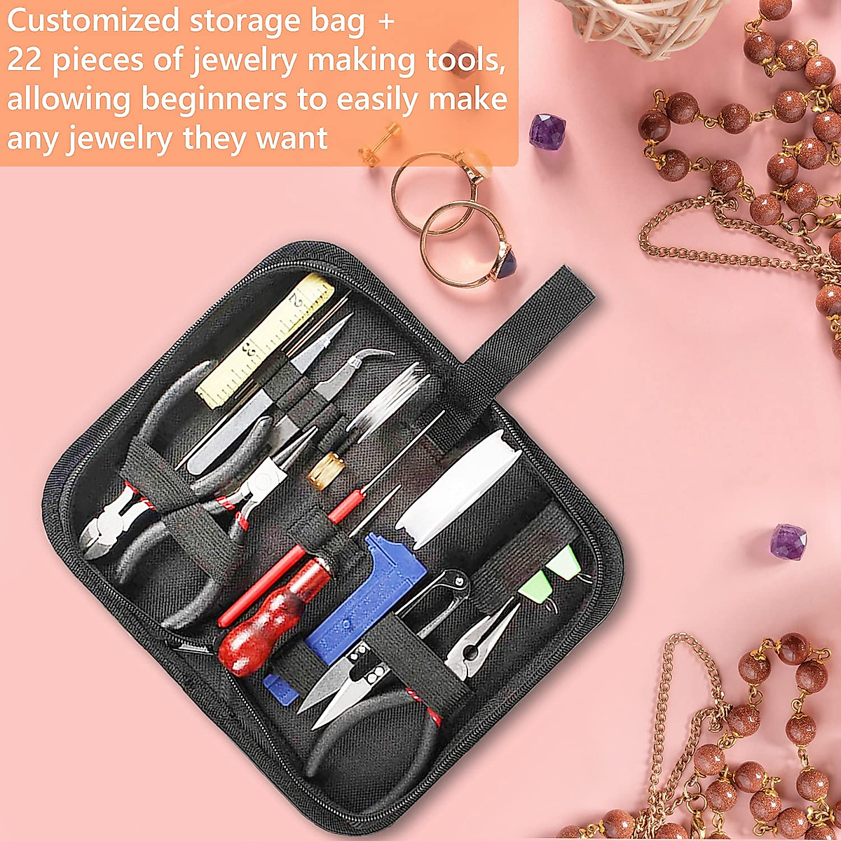 Bead Tray for Jewelry Making and Jewelry Making Supplies Kit Own Bead Tools for Jewelry Making Include Beading Board, Bead Tool Kit, Jewelry Making Tools for Jewelry Repair (23Pieces)