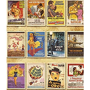 Halloluck 64 Pcs Vintage Retro Classic Movie Postcards for Worth Collecting, Collectable Vintage Postcards Bulk Pack, 2 Set