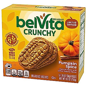 belVita Pumpkin Spice Breakfast Biscuits, 30 Total Packs, 6 Boxes (4 Biscuits Per Pack)