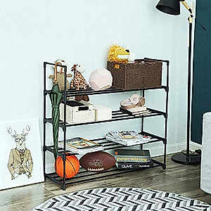 SAVICOS Shoe Rack, 4-Tier Metal Shoe Organizer Shelf Stackable Storage Cabinet Towers Unit Entryway Organizer Holds 20 Pairs(Gray)