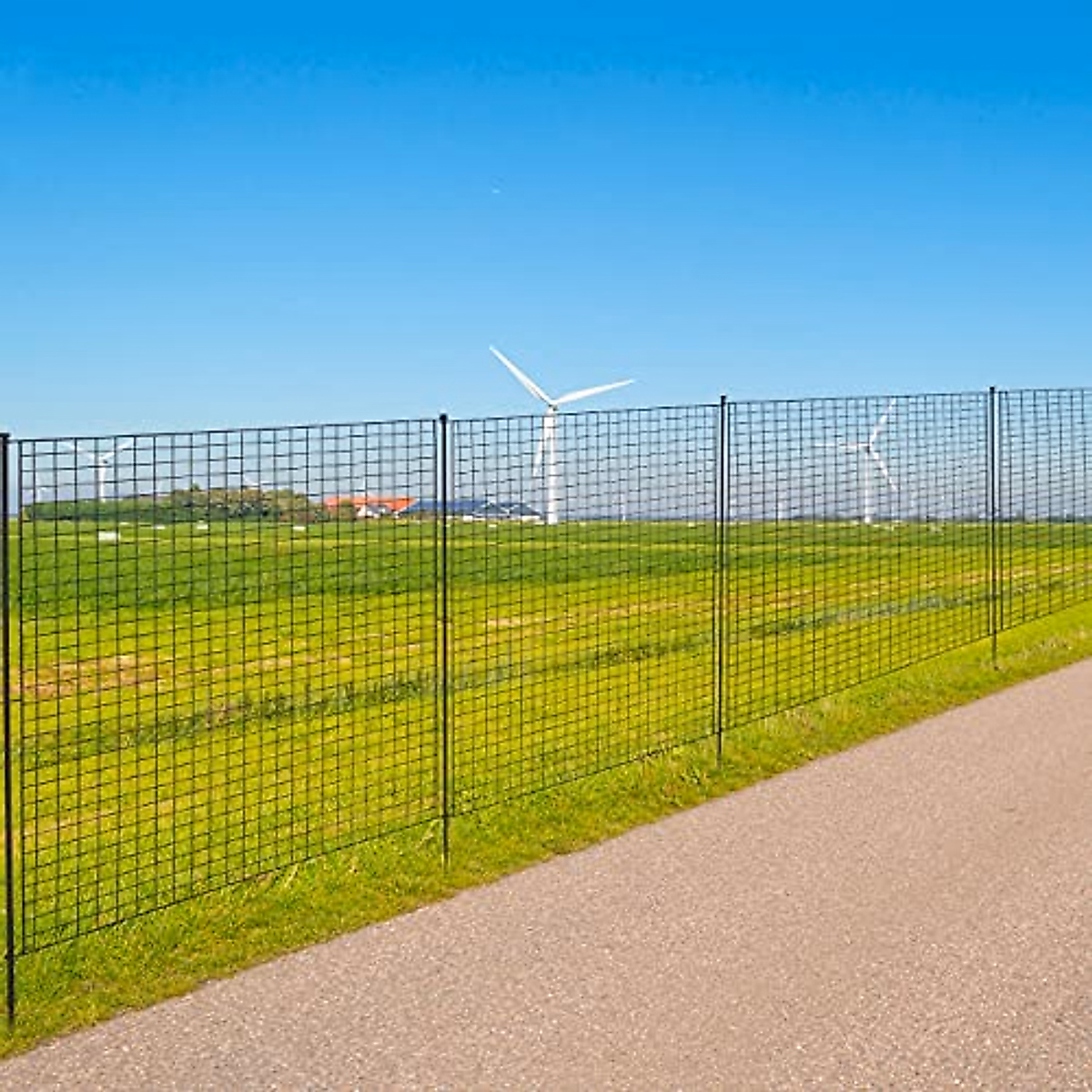 Garden Fence 4 Panels 36"x39" Animal Barrier Decorative Metal Fence with Gate for Dogs Pets Rustproof Temporary Fencing for Yard Patio Landscape Flower Bed, Black