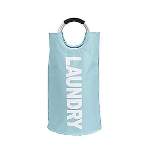 Mind Reader DORMHAMP-BLU 82L Large Basket (5 Colors) Collapsible Fabric Laundry Hamper, Foldable, Folding Washing Bin, Clothing Bag, Double Layer with PE Board, Blue