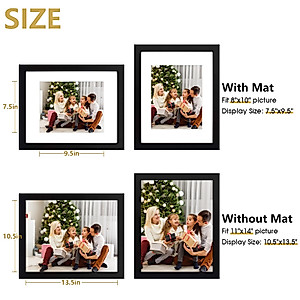 Golden State Art, 11x14 Black Photo Wood Frame with Real Glass and White Mat for 8x10 Picture