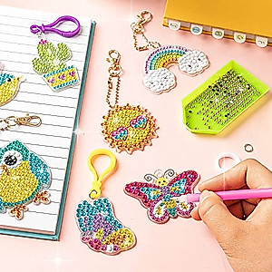 FFNIU Diamond Art for Kids, 15 Pack Diamond Painting Keychains, DIY Gem 5D Painting Arts and Crafts for Boys Girls Ages 6-8-12 (Garden Animals)