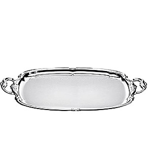 TigerChef Chrome Plated Steel Serving Tray with Handles 19.5 X 12.5 Inches for Eating, Serving Platters for Parties, Rectangular Party Platters and Foodservice Trays (2 Pack)