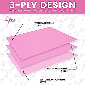 Dental Bib(125 Pack) – Pink Dental Bibs Disposable – Multipurpose & Waterproof Tattoo Bibs – Soft & Flexible Pink Bibs for Dental Tray Covers – 3-Layer Protection Nail Napkins for Acrylic (Pink)