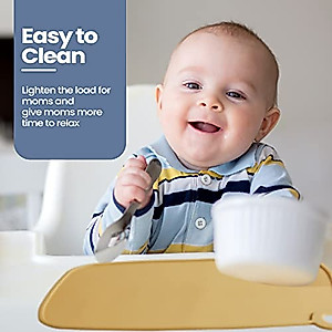 Potchen 6 Packs Silicone Placemat for Baby Toddler Non Slip Kids Placemat Reusable Baby Food Table Mat Portable Kids Placemats for Dining Table Kids Restaurant Placemat