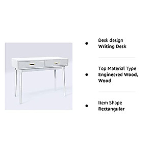FUNKOCO Writing Computer Desk with 2 Storage Drawers for Home Office,Modern Laptop PC Table Workstation, Vanity Table (Cream White)