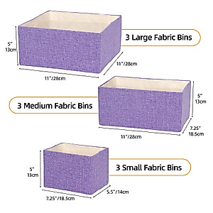 ORGMASTER Drawer Organizer Clothes, Linen Closet Organizers and Storage Box, Foldable Storage Baskets Dresser Drawer Dividers Containers Bins for Shelf, Wardrobe, Bedroom, Office, 9 Pack, Purple