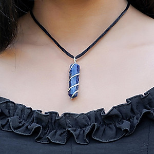 Natural Sodalite Crystal Healing Necklace - for Third Eye Chakra. Promotes Communication, Deepens Meditation, Instills Drive for Truth. Calms Anxiety, Enhances Self-Acceptance. with Stylish SS Chain