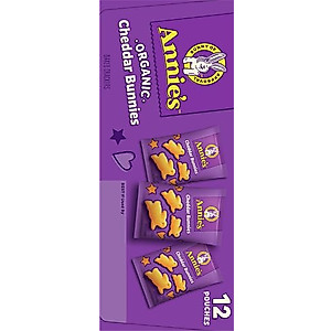 Annie's Organic Cheddar Bunnies Baked Snack Crackers, 12 oz., 12 Pouches (Pack of 4)
