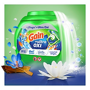 Gain flings Ultra Oxi Laundry Detergent Pacs 3-in-1 HE Compatible, Waterfall Delight Scent, 76 Count