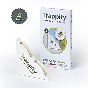 Trappify Fly Traps Indoor for Home - Window Fly Traps - House Window Fruit Fly Traps for Indoors, Gnat - Disposable Indoor Fly Trap with Extra Sticky Adhesive Strips - Inside Bug Catchers (4)