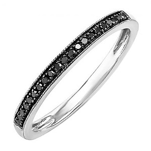 Dazzlingrock Collection Round Black Diamond Anniversary Stackable Band 1/4 CT (0.50 ctw)| 925 Sterling Silver, Size 9