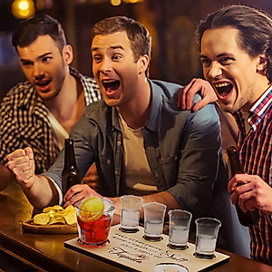 Shot Glasses Serving Tray Wooden Flight Tray Glass Holder Shot Glasses Board Bar Serving Trays for Bar Restaurant Party Family Gathering Can Display Men Women Friends Gifts(Wood Color,9.9 x 7 Inch)