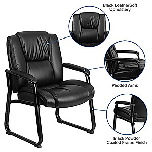 Flash Furniture Reception Chairs | Black LeatherSoft Side Chairs for Reception and Office