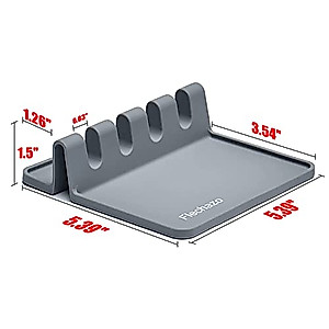 Silicone kitchenware mat-multi-spoon rack for kitchen countertops, cutlery rack with drip pad, suitable for cooking utensils such as barbecue tongs, spoons, etc., essential for party kitchens (grey)