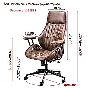 XIZZI Ergonomic Chair, Modern Computer Desk Chair,Executive Swivel Task Chair with Armrests Support (Dark Brown)