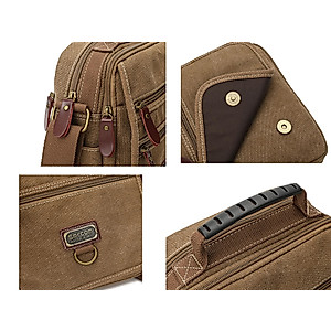 Smrcom Man Small Canvas Crossbody Messenger Purse Shoulder Crossbody Casual Man Bag Side Bag (Coffee)