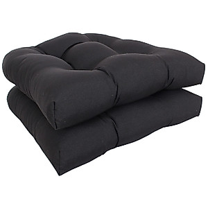 RULU Set of 2 19"x19"x4" Solid Black Outdoor/Indoor Wicker Seat Cushions