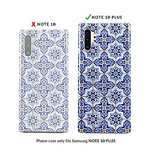 BURGA Phone Case Compatible with Samsung Galaxy Note 10 Plus - Blue City Moroccan Tiles Pattern Mosaic Cute Case for Women Thin Design Durable Hard Plastic Protective Case