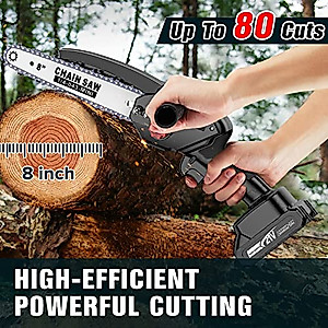 8 Inch Mini Chainsaw Cordless 𝘽𝙧𝙪𝙨𝙝𝙡𝙚𝙨𝙨, 2023 Upgraded Seesii Portable Chain saws with 2×2.0AH Batteries and Auto Oiler Chain, Handheld Electric Chainsaw for Branch Tree Cutting Pruning