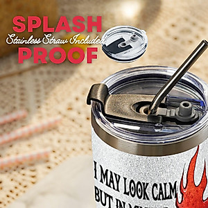 Onebttl Rooster Gifts for Men, Women, Funny Rooster Glitter Coffee Mug Tumbler for Coworker, Friends, I've Pecked You 3 Times, Stainless Steel Tumbler 20oz