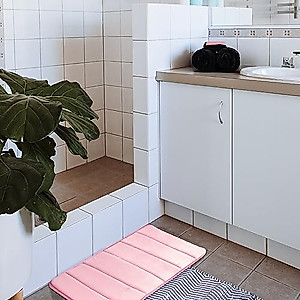 Xerhnan Memory Foam Bath Mat Set - Non Slip, Absorbent, Soft Bath Rug Set - Fast Drying Washable Bath Mat - Size 15.8” x 24” (2, Pink)