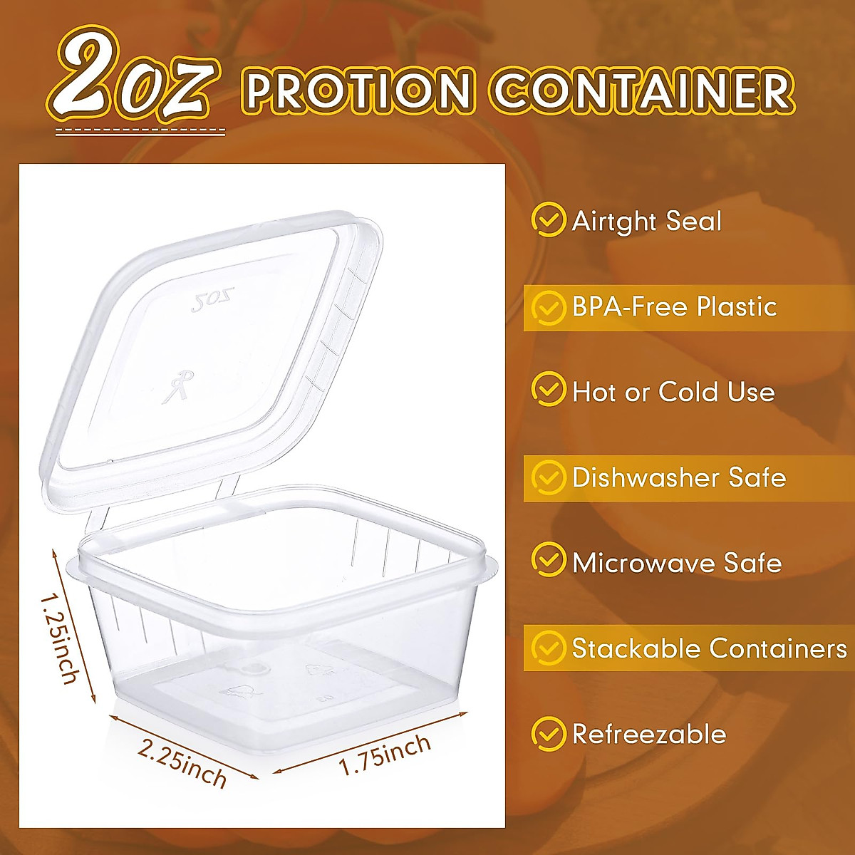 Hushee 500 Pack 2oz Plastic Disposable Portion Cups with Hinged Lids Disposable Sauce Containers with Lids Disposable Food Storage with Lids Disposable Souffle Cups for Lunch Party Trips