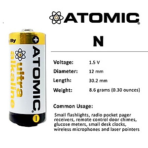 ATOMIC N - LR1 Battery 1.5V Ultra Alkaline E90 RM401 AM5 (2 Batteries)