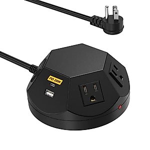 Power Strip Tower with PD 20W USB C Ports, Surge Protector with 4 Outlet and 4 USB Ports, 6.56 FT Extension Cord Power Tower Charging Station for Desk, Home Office, Living Room, Bedroom