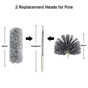 Anawin Microfiber Duster for Cleaning, 100’’ Duster with Extension Pole, Extendable Bendable Cobweb Telescoping Long Dusters for High Ceiling Fan, Blinds, Vents, Furniture, Cars(Double Heads)