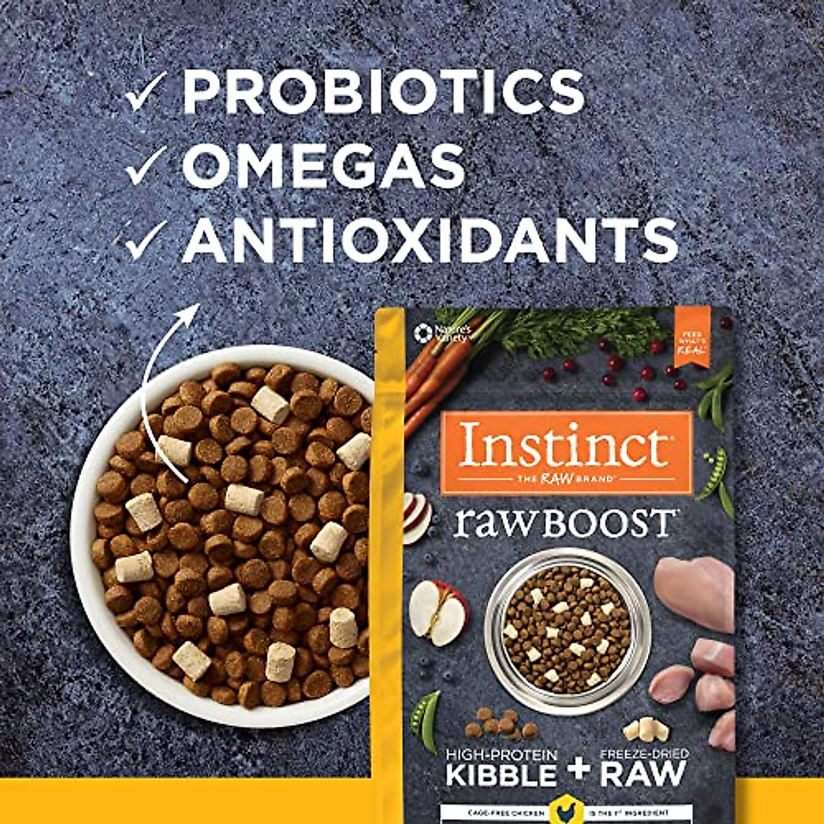 Instinct Raw Boost Grain Free Dry Dog Food, High Protein Real Chicken Kibble + Freeze Dried Raw Dog Food, 21 lb. Bag